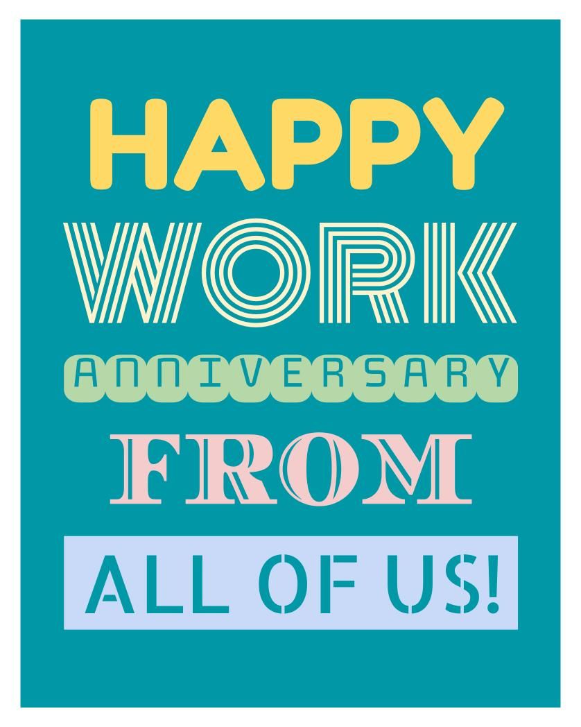 Group Leaving Cards Happy Work Anniversary From All Of Us
