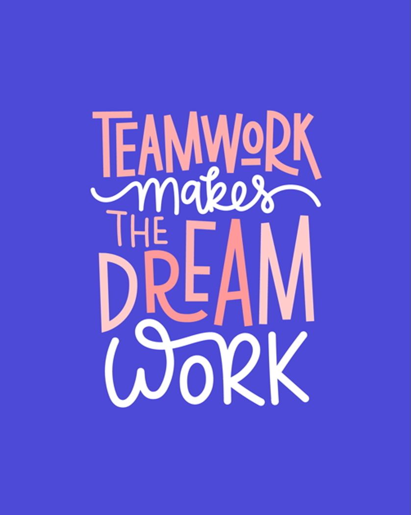 Group Cards - teamwork makes the dream work - team motivational card