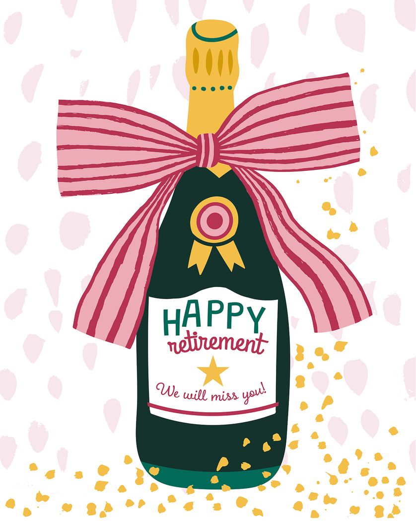 Group Cards - Retirement champagne - group retirement ecard