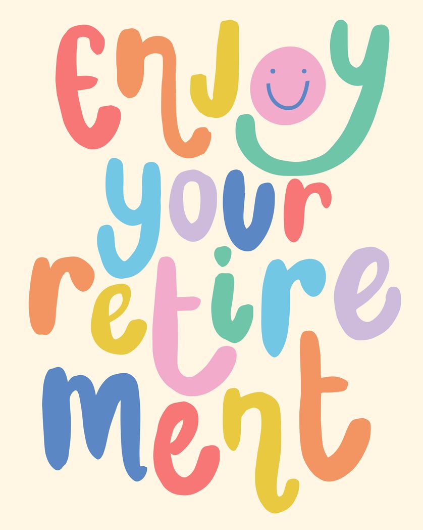 Group Leaving Cards - Bold type smiley face group retirement ecard