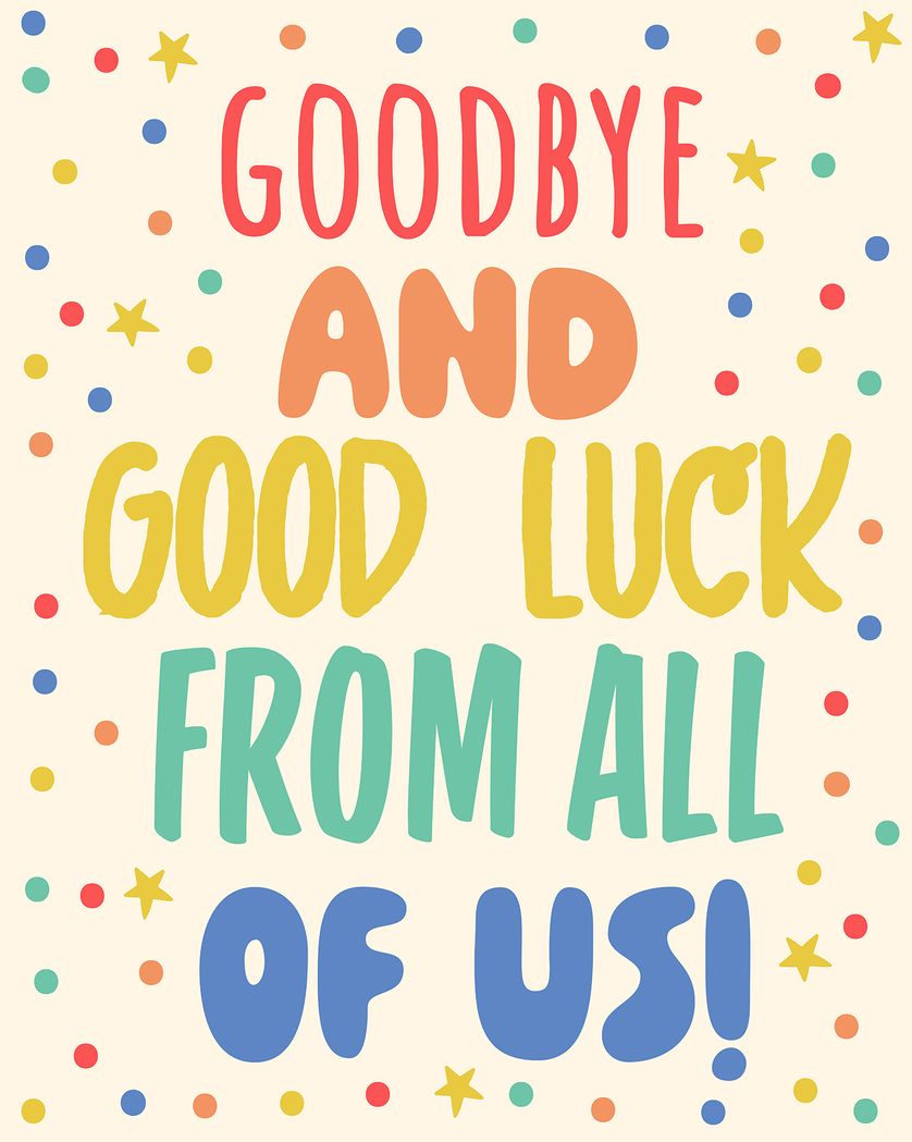 Group Cards - Goodbye dots and stars - group leaving ecard