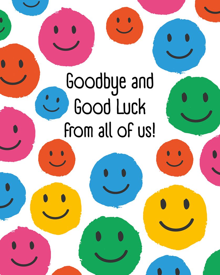 Group Leaving Cards - Smiley happy Goodbye - group leaving ecard
