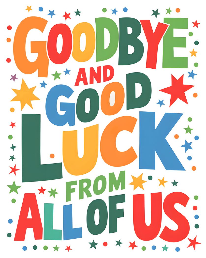 Group Leaving Cards - Chunky bright goodbye - group leaving ecard